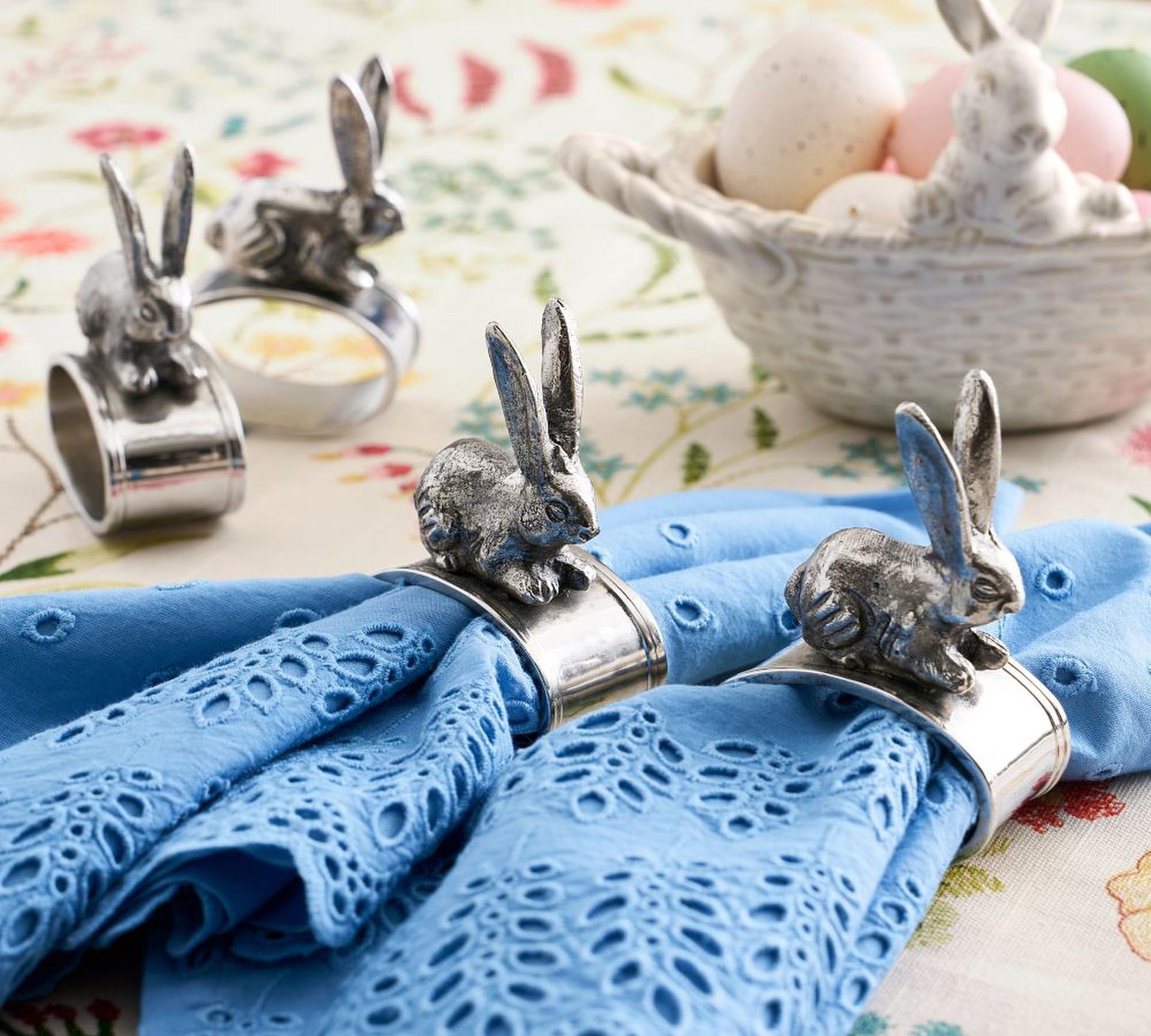 Handcrafted Figural Bunny Napkin Rings Set of 4 West Elm Australia